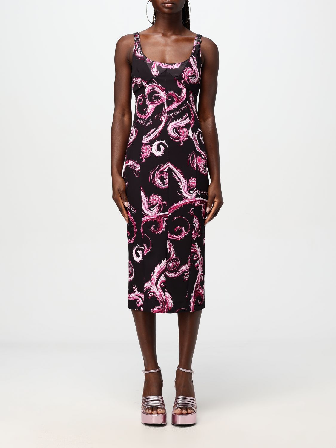 VERSACE Versace Jeans Couture Printed Sleeveless Midi Dress